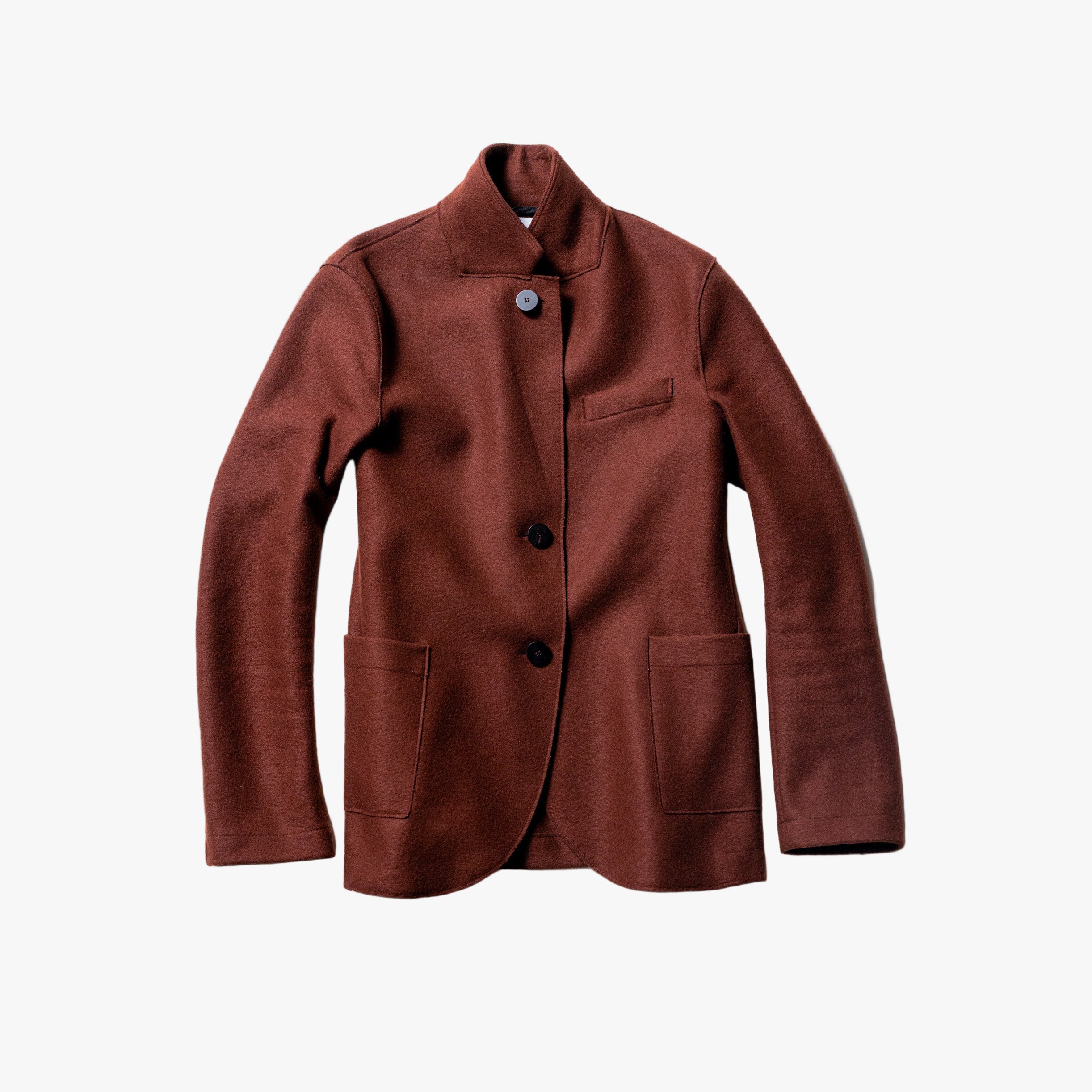 W Stand Up Collar Blazer Lt Wool, Cognac – Westerlind